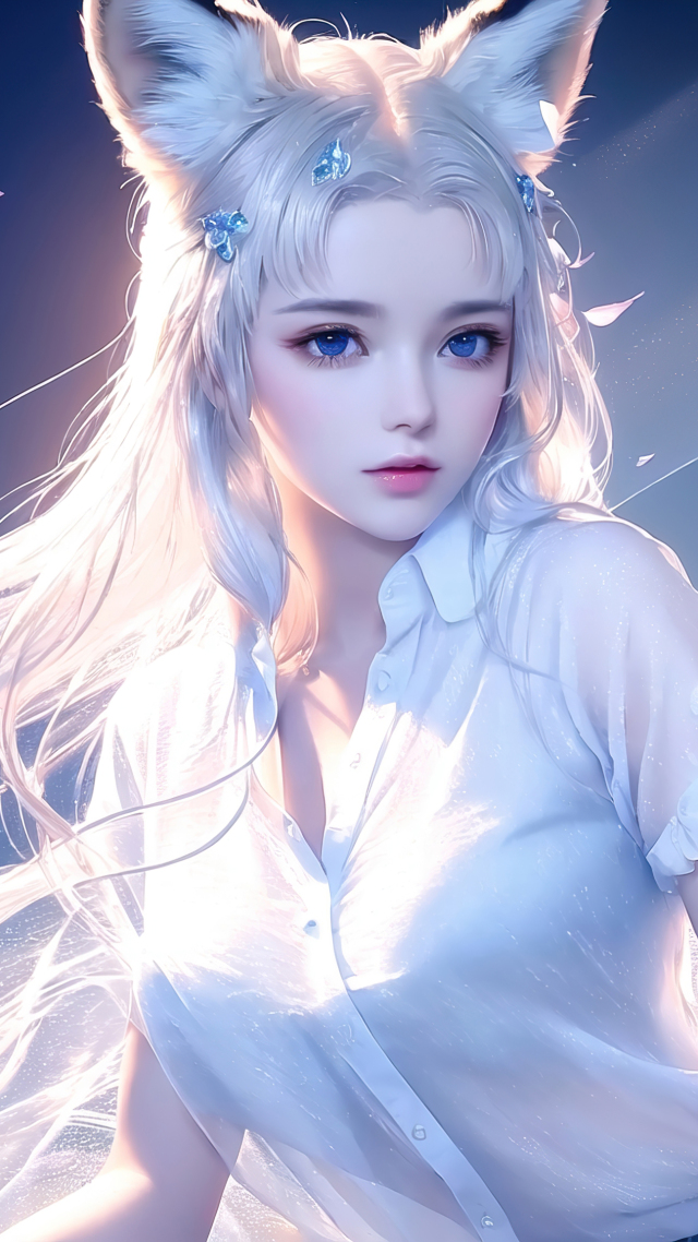 狐耳少女(动漫手机静态壁纸) - 动漫手机壁纸下载 - 元气壁纸